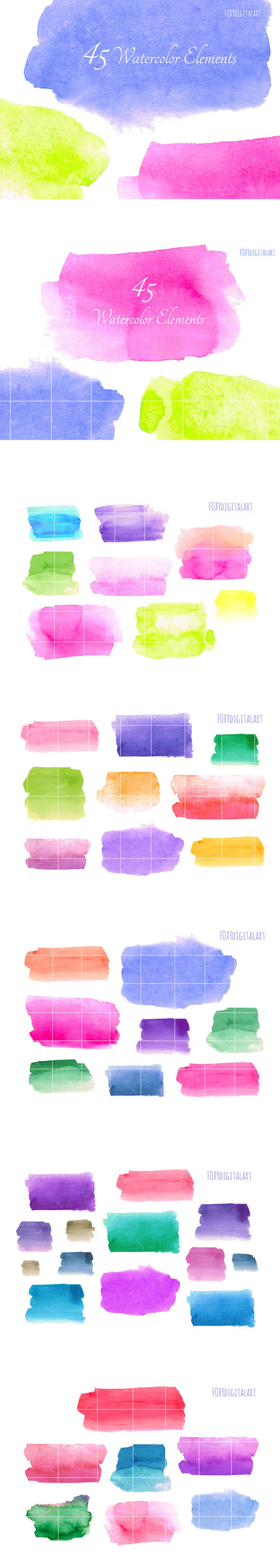 Watercolour Brush Strokes Clipart Hand Painted Watercolor - Etsy