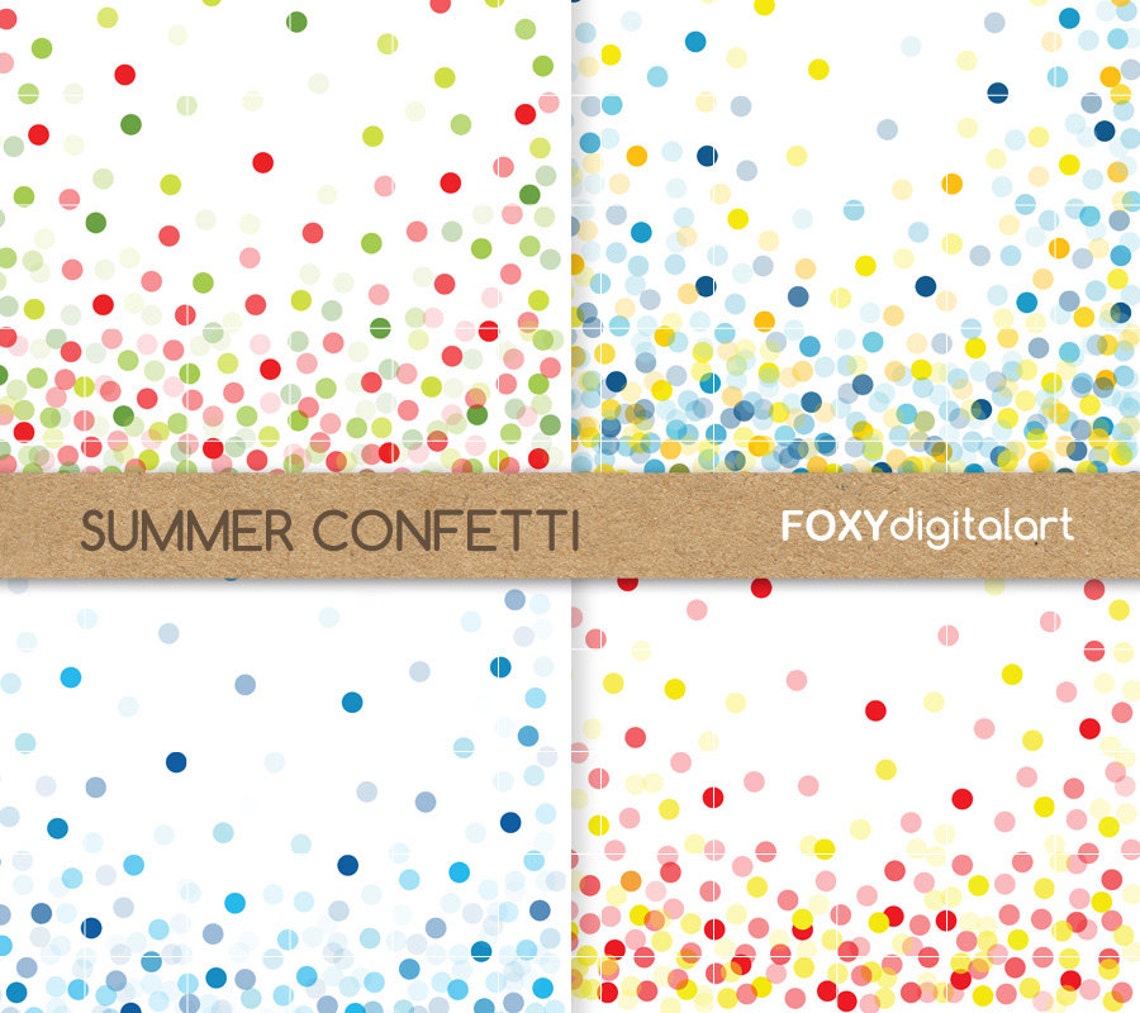 Confetti Digital Paper Set, “throw Some Confetti” Colorful Digital ...