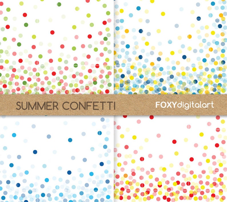 Confetti Digital Paper Set, “throw Some Confetti” Colorful Digital ...
