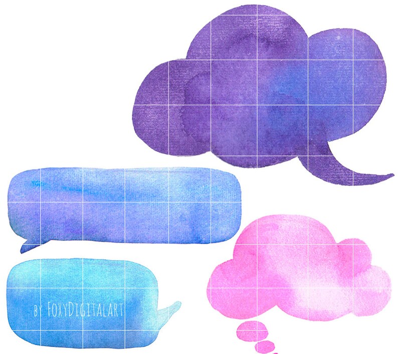 Watercolor Clip Art, Speech Bubbles, Speak Bubble, Speech Clip Art ...