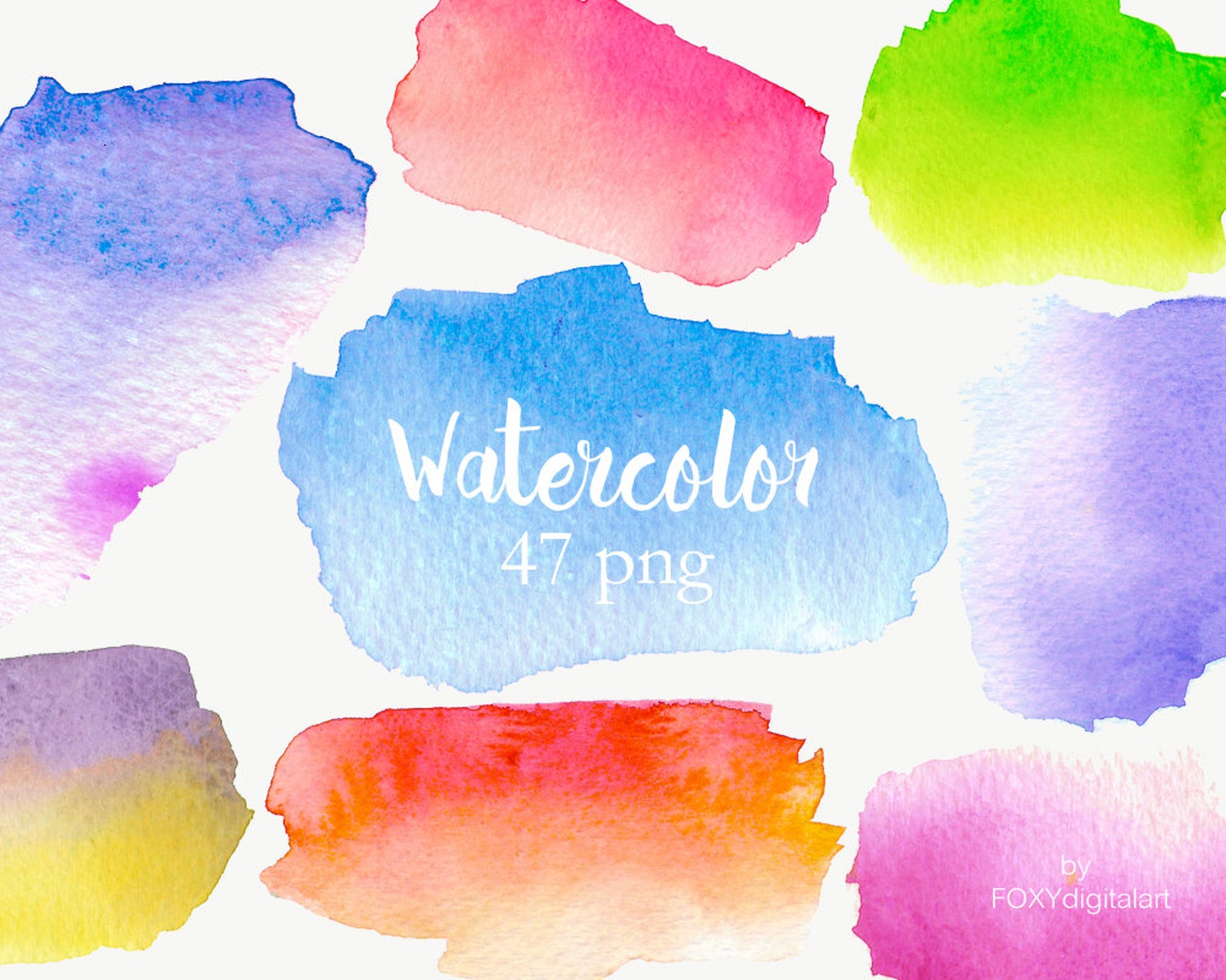 Watercolor Splotches Clipart, Hand Painted Watercolor Splashes, Splodge ...