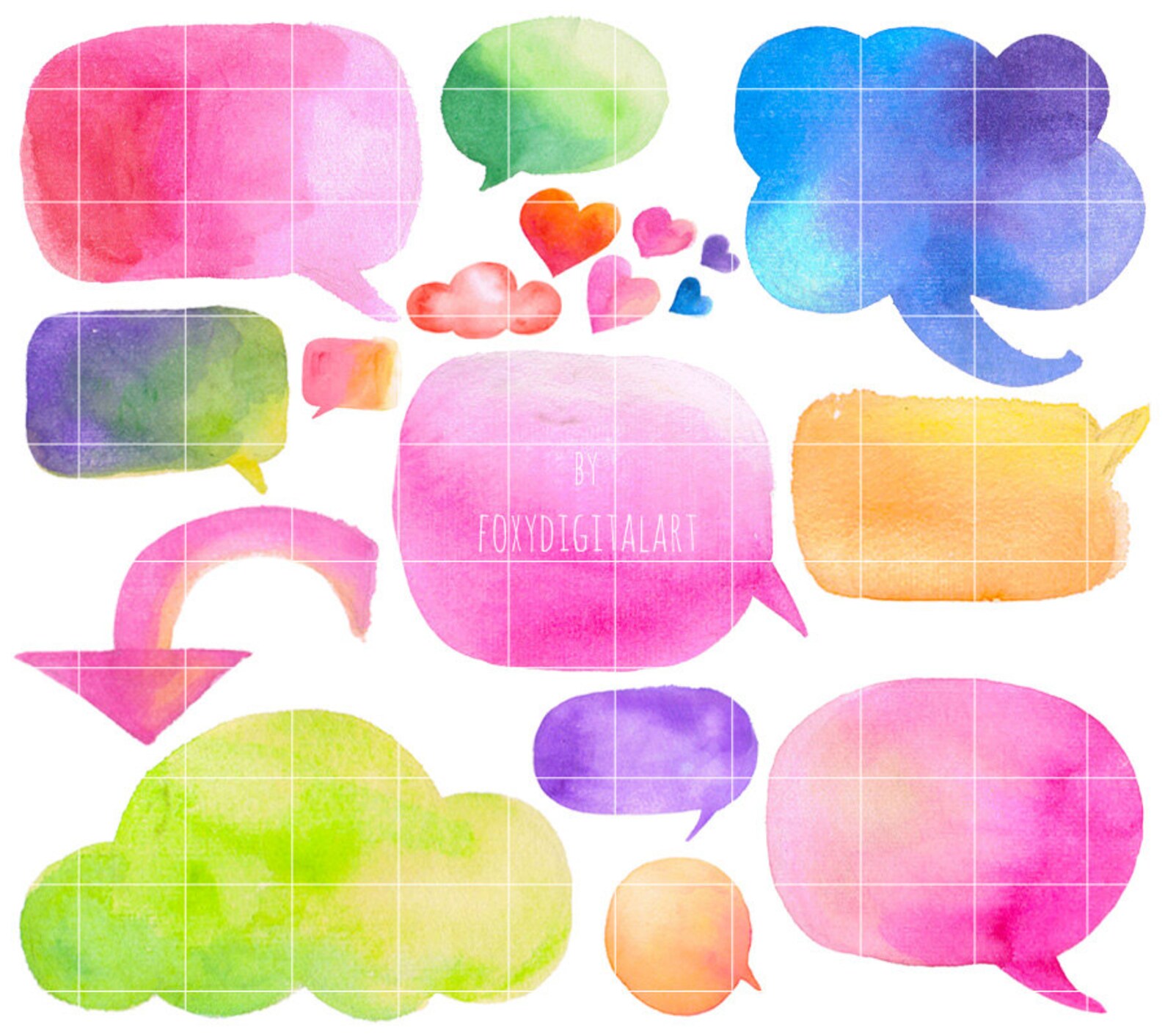 Watercolor Clip Art, Speech Bubbles, Speak Bubble, Speech Clip Art ...