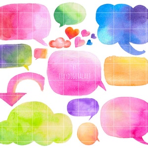 Watercolor Clip Art, Speech Bubbles, Speak Bubble, Speech Clip Art ...