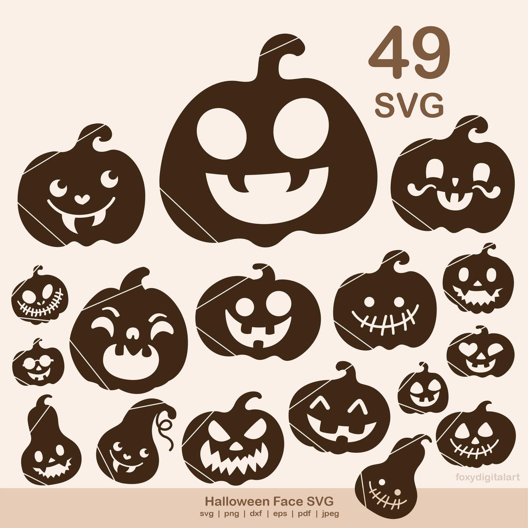 Halloween Face SVG Bundle, Pumpkin Face SVG, Halloween Monster Teeth ...