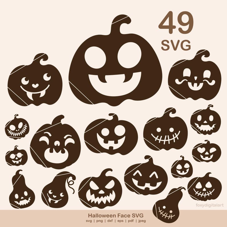 Halloween Face SVG Bundle, Pumpkin Face SVG, Halloween Monster Teeth ...