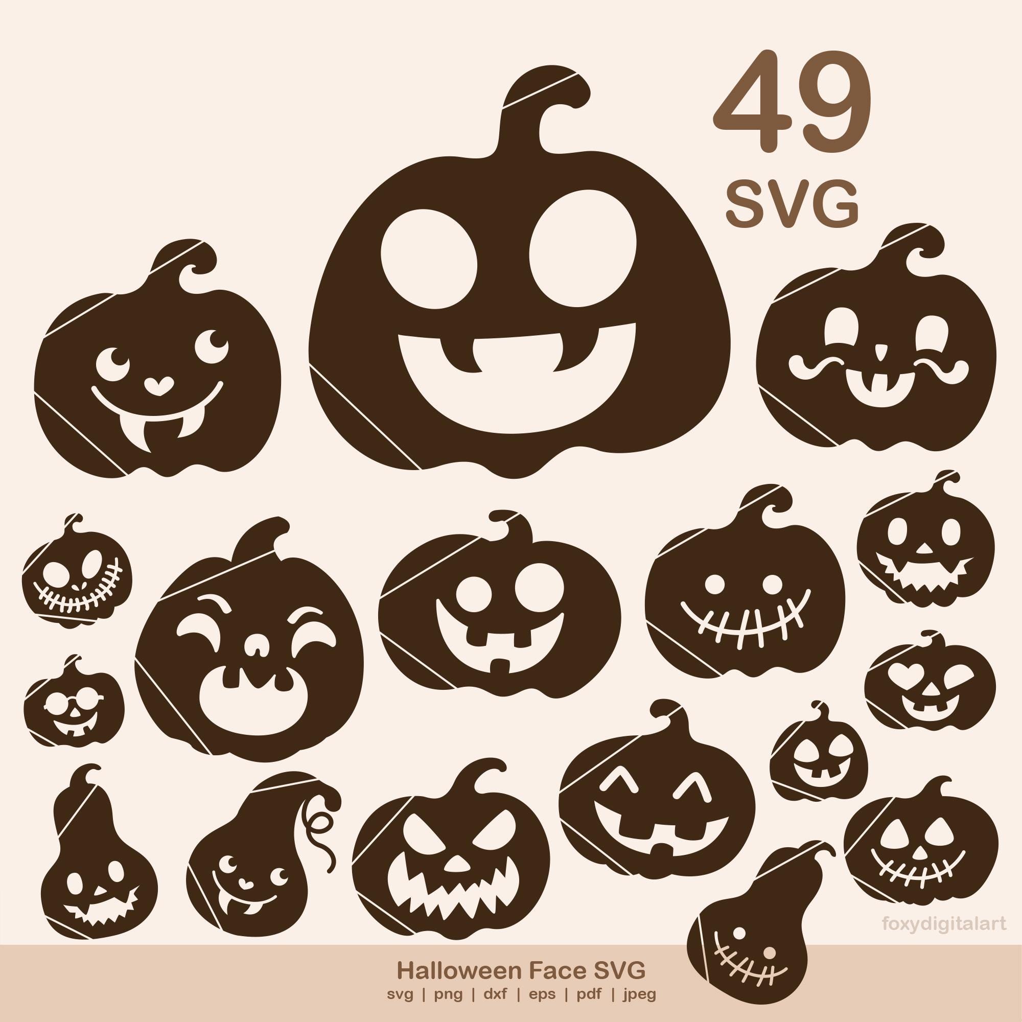Halloween Face SVG Bundle, Pumpkin Face SVG, Halloween Monster Teeth ...