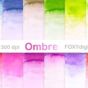 Watercolour Ombre Digital Papers, Ombre Watercolor Backgrounds ...