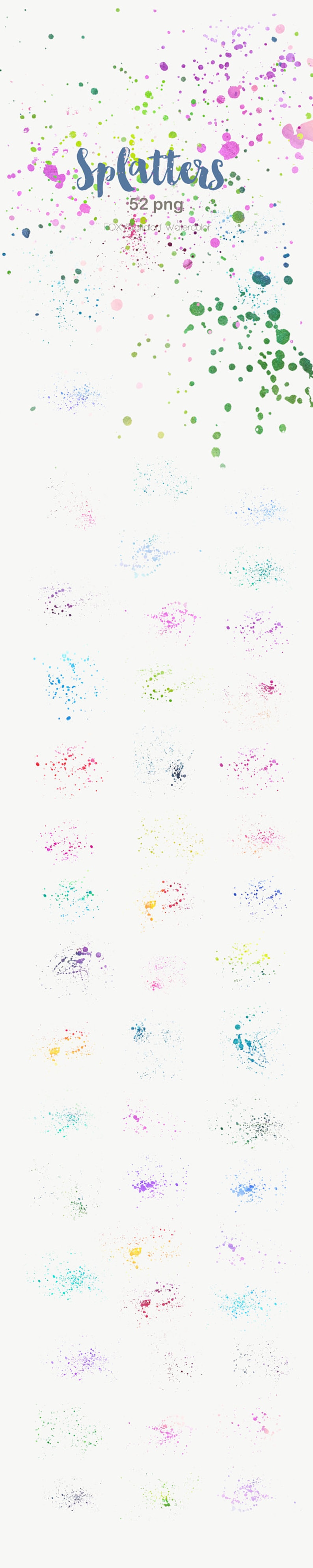 Watercolor Splatter Clipart, Paint Splatter Clipart, Watercolor ...