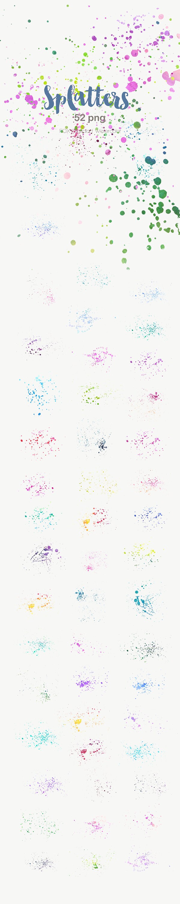 Watercolor Splatter Clipart, Paint Splatter Clipart, Watercolor ...