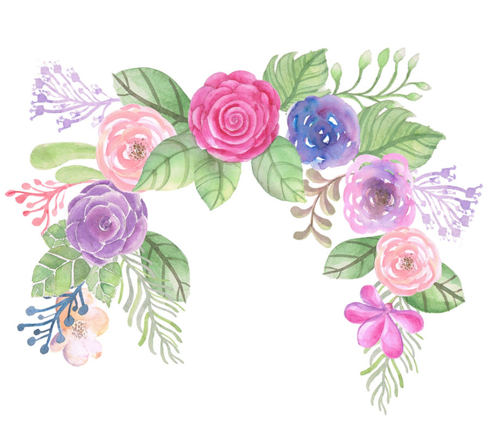 Watercolor Flower Clipart, Hand Painted Watercolor Flower, Flower ...