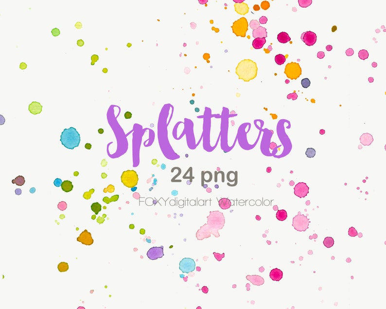 Watercolor Splatter Clipart, Paint Splatter Clipart, Watercolor ...