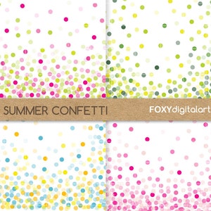 Confetti Digital Paper Set, “throw Some Confetti” Colorful Digital ...