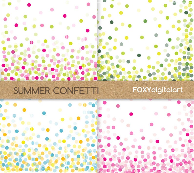 Confetti Digital Paper Set, “throw Some Confetti” Colorful Digital ...
