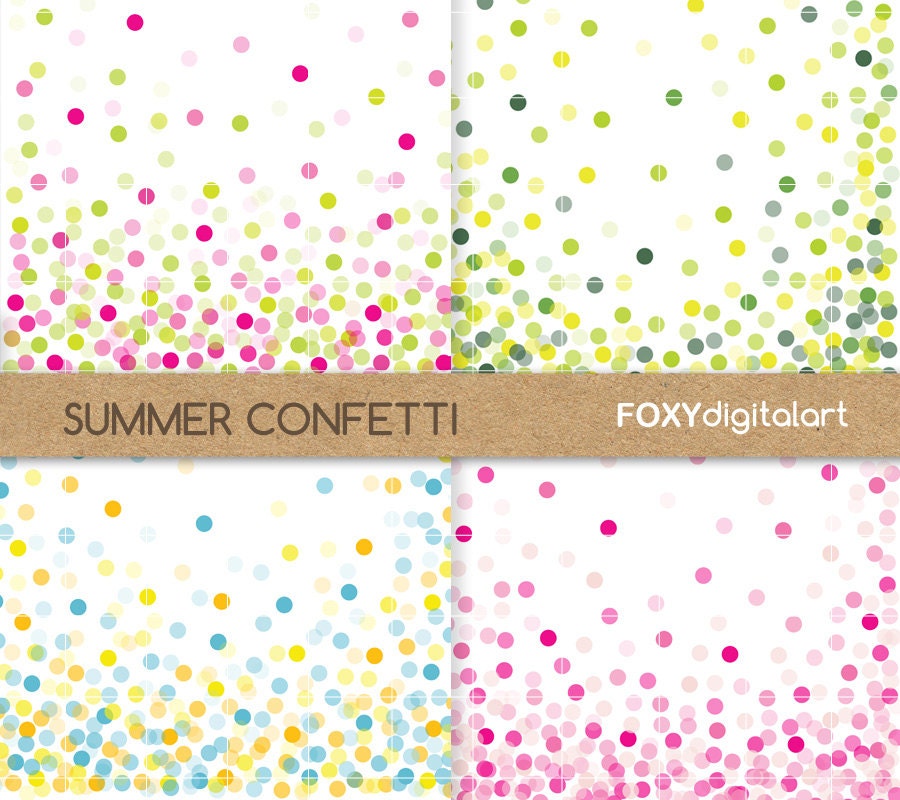 Confetti Digital Paper Set, “throw Some Confetti” Colorful Digital ...