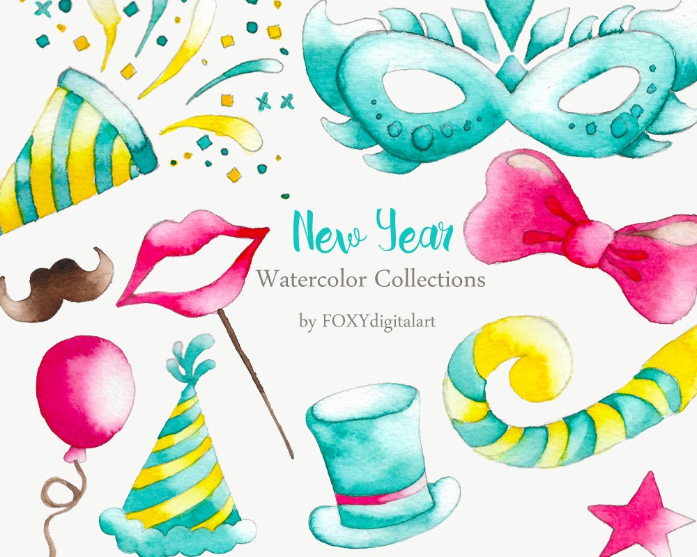 New Year Clipart, Countdown, Champagne, Confetti, New Year's Eve ...