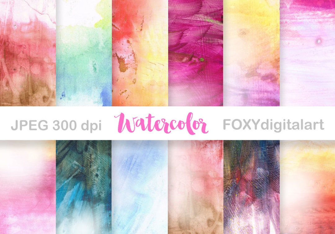 Watercolor Digital Paper: “WATERCOLOR PAPER” Scrapbooking, Watercolour ...