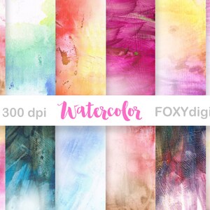 Watercolor Digital Paper: “WATERCOLOR PAPER” Scrapbooking, Watercolour ...