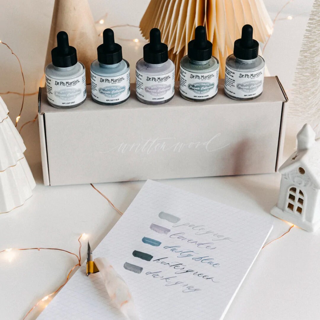 Cool Tone Calligraphy Ink Set of 5, Calligraphy Ink for Dip Pen ...