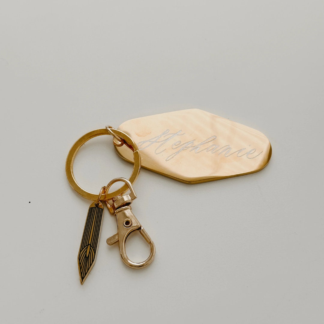 Calligraphy Nib Keychain, Custom Key Chain, Personalized Hotel Tag ...