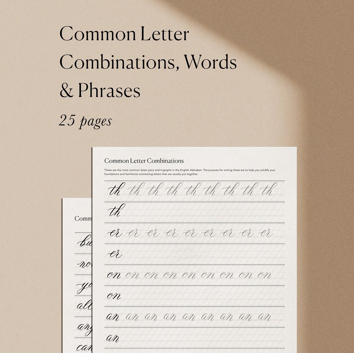 Lowercase Digital Worksheets - Lissome, Modern Calligraphy Printable ...
