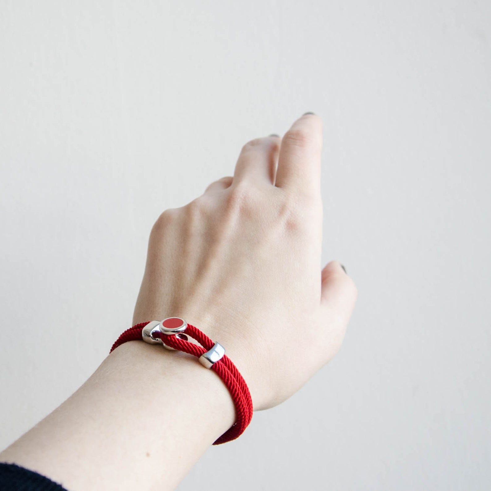 Red Cotton Bracelet Women, Silver Bracelet, Lucky Bracelet Girl, Silver ...