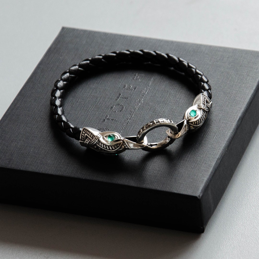 Silver Raven Bracelet for Man Bird Wristband for Boyfriend - Etsy