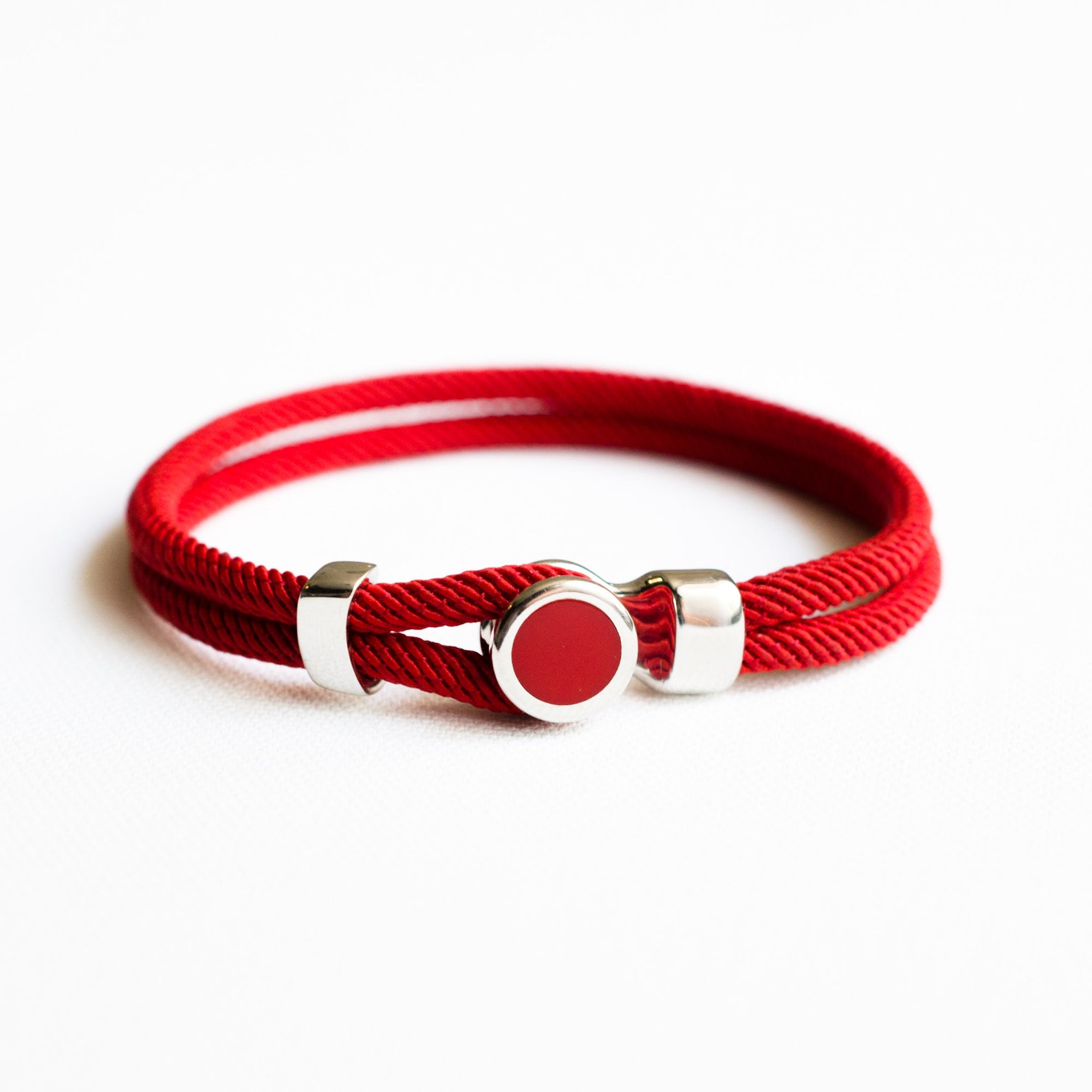 Red Cotton Bracelet Women, Silver Bracelet, Lucky Bracelet Girl, Silver ...