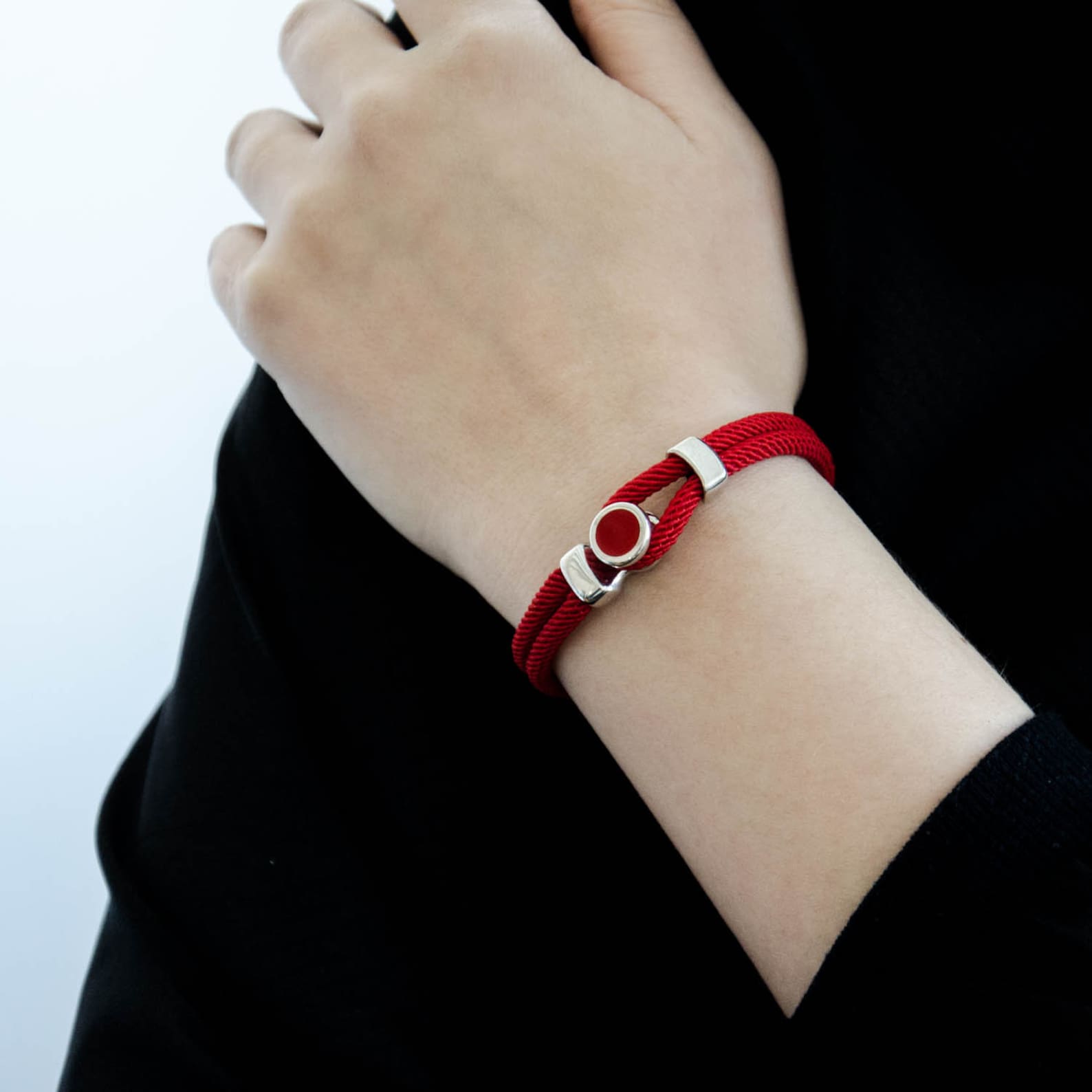 Red Cotton Bracelet Women, Silver Bracelet, Lucky Bracelet Girl, Silver ...