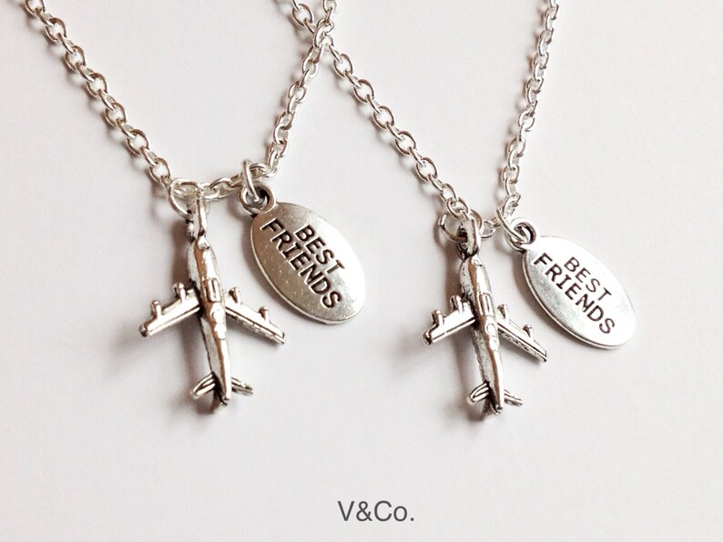 Best Friends Airplane Necklace, Long Distance Friendship Necklaces ...