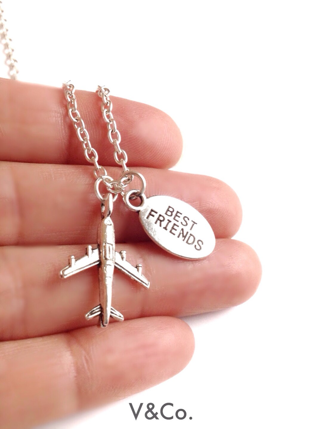 Best Friends Airplane Necklace, Long Distance Friendship Necklaces ...