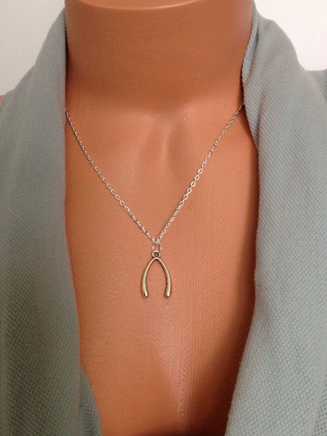 Wishbone Necklace Set of 2 Personalized With Your Initials - Etsy