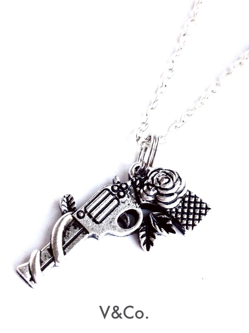 Gun Necklace, Guns and Roses Necklace, Symbolic Jewelry, Silver Pistol ...