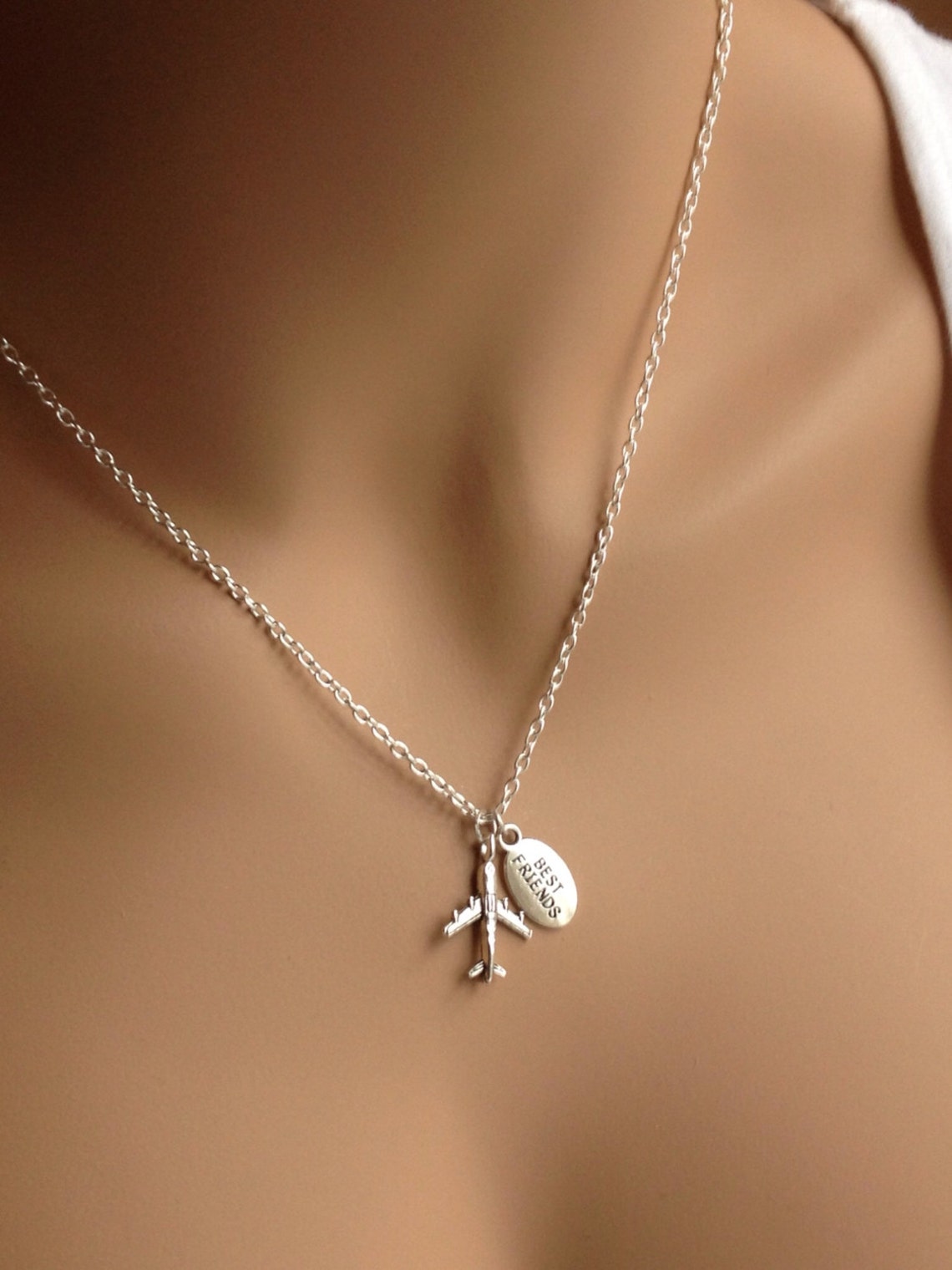 Best Friends Airplane Necklace, Long Distance Friendship Necklaces ...