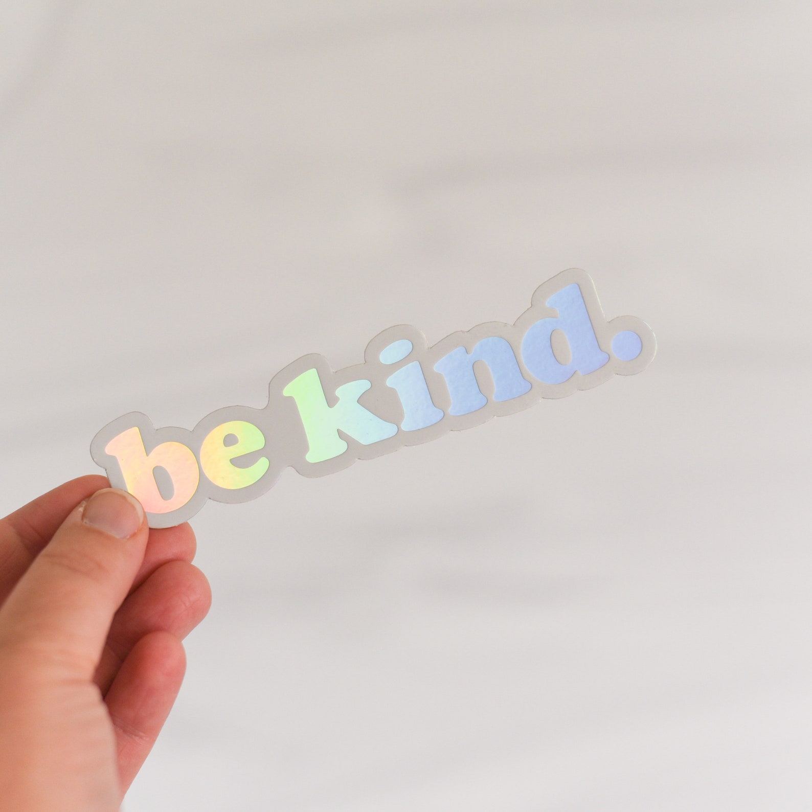 Be Kind Holographic Sticker With White Background. Waterproof | Etsy
