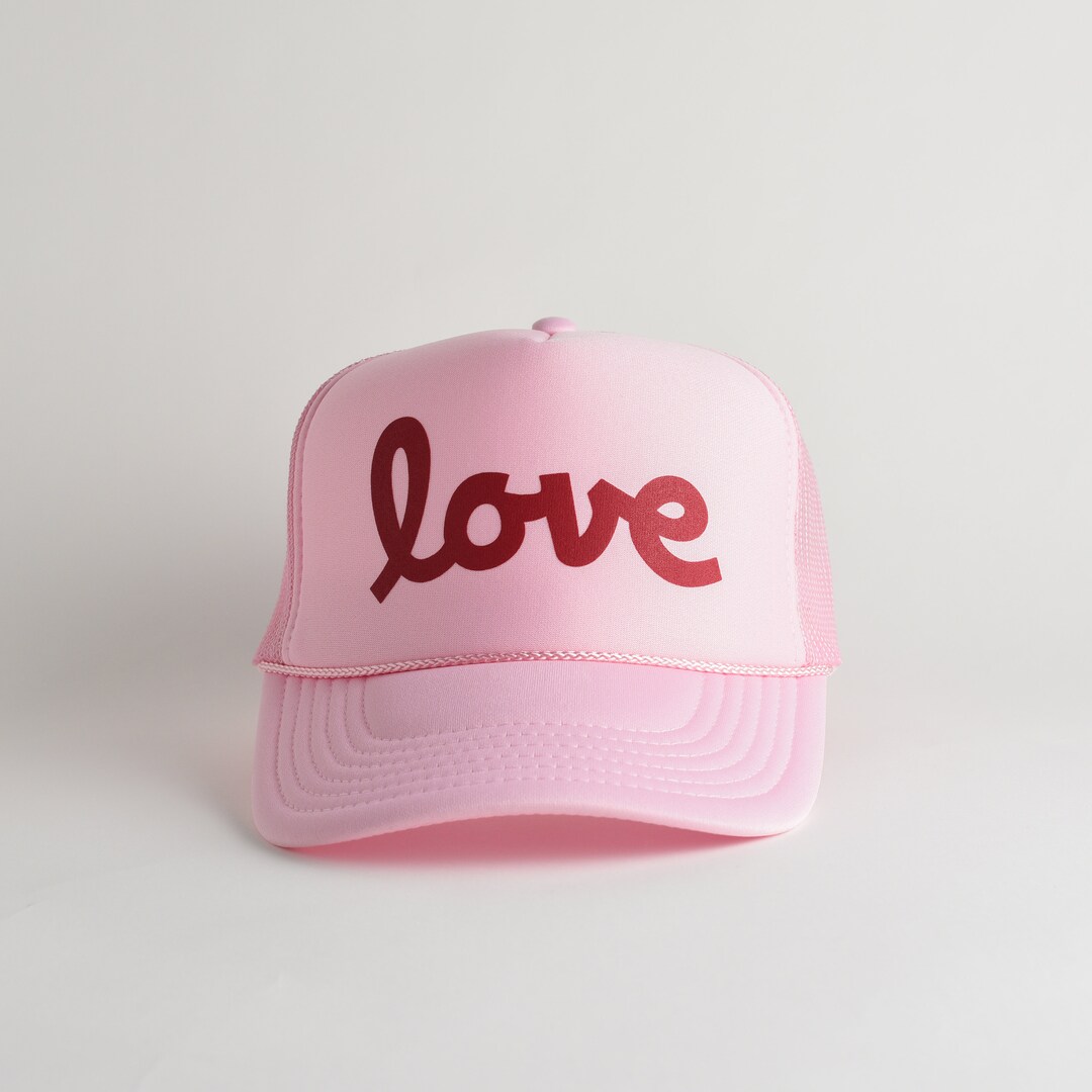 Love Valentine's Day Trucker Hat. Pink Hat for Valentine's Day. Mesh ...