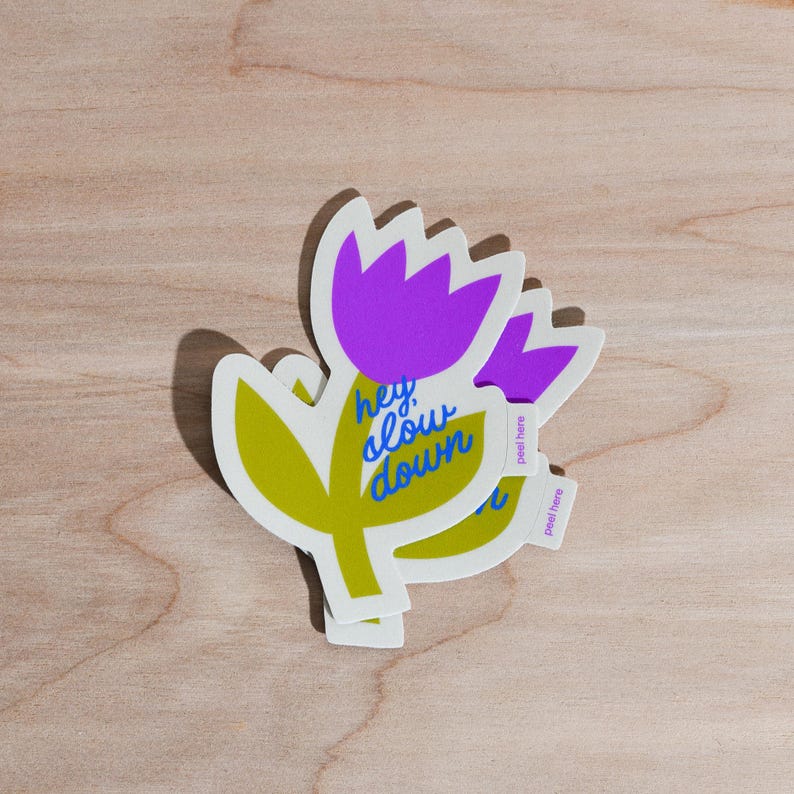 Hey, Slow Down Sticker | Vinyl Decal With Colorful Abstract Flower - Etsy