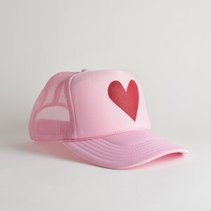 Red Heart Valentine's Day Trucker Hat. Pink Hat for Valentine's Day ...