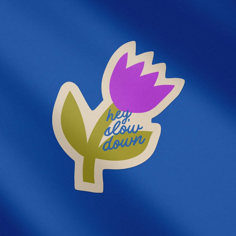 Hey, Slow Down Sticker | Vinyl Decal With Colorful Abstract Flower - Etsy