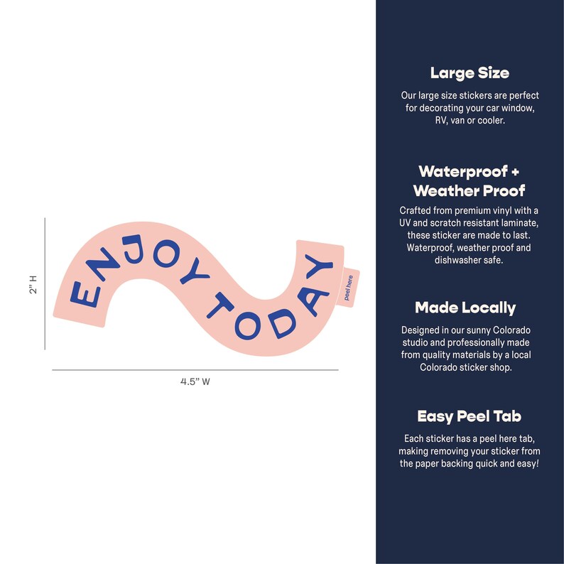 Enjoy Today Sticker | Waterproof Squiggle Sticker (4.5" Long) - Etsy