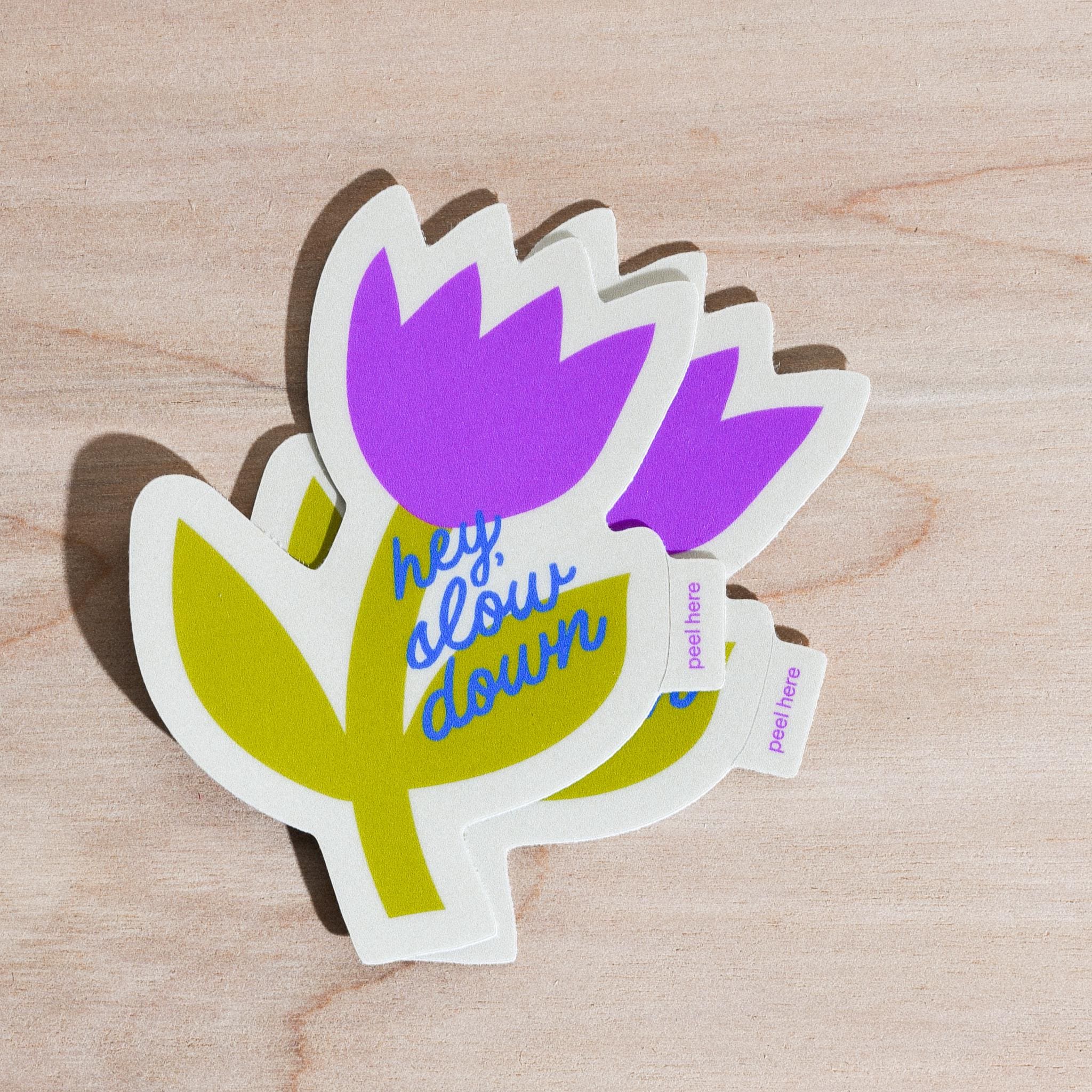 Hey, Slow Down Sticker | Vinyl Decal With Colorful Abstract Flower - Etsy