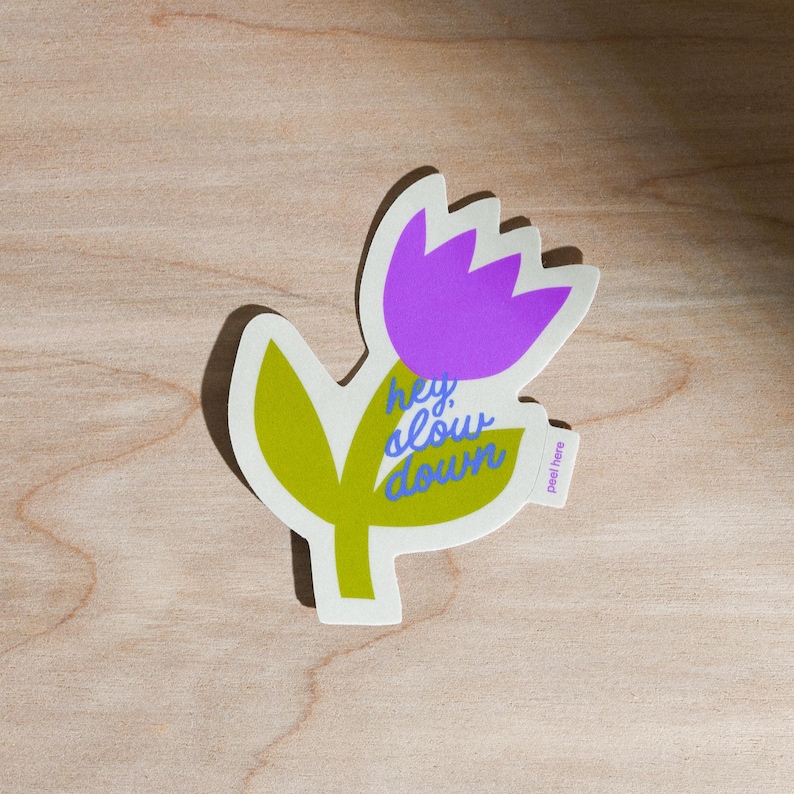 Hey, Slow Down Sticker | Vinyl Decal With Colorful Abstract Flower - Etsy
