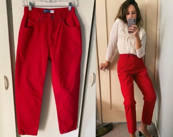 70s Red Snap Jeans | Etsy