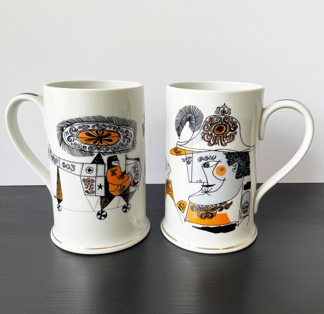 Pair of Vintage Pop Art Mugs - Etsy