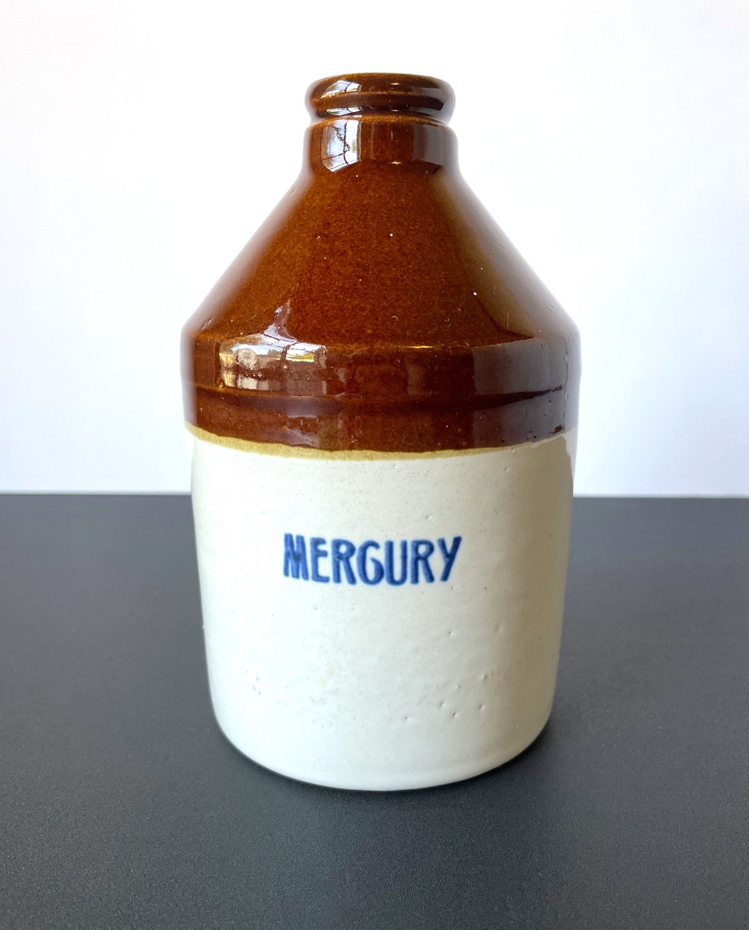 Vintage Stoneware Mercury Bottle - Etsy
