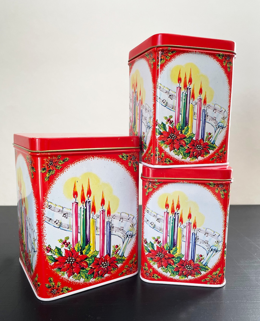 Trio of Vintage Christmas Storage Tins - Etsy