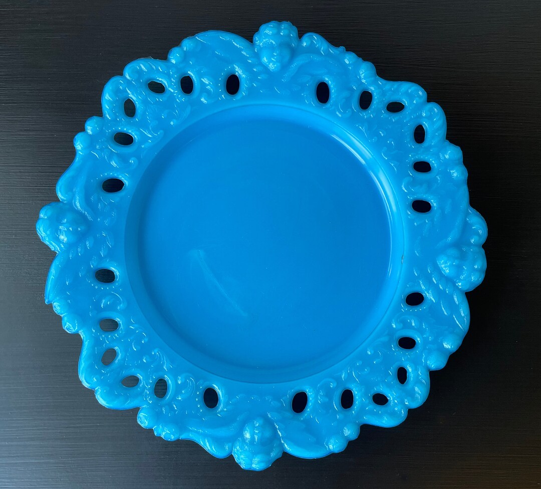 Vintage Blue Milk Glass Angel Plate by Dithridge - Etsy
