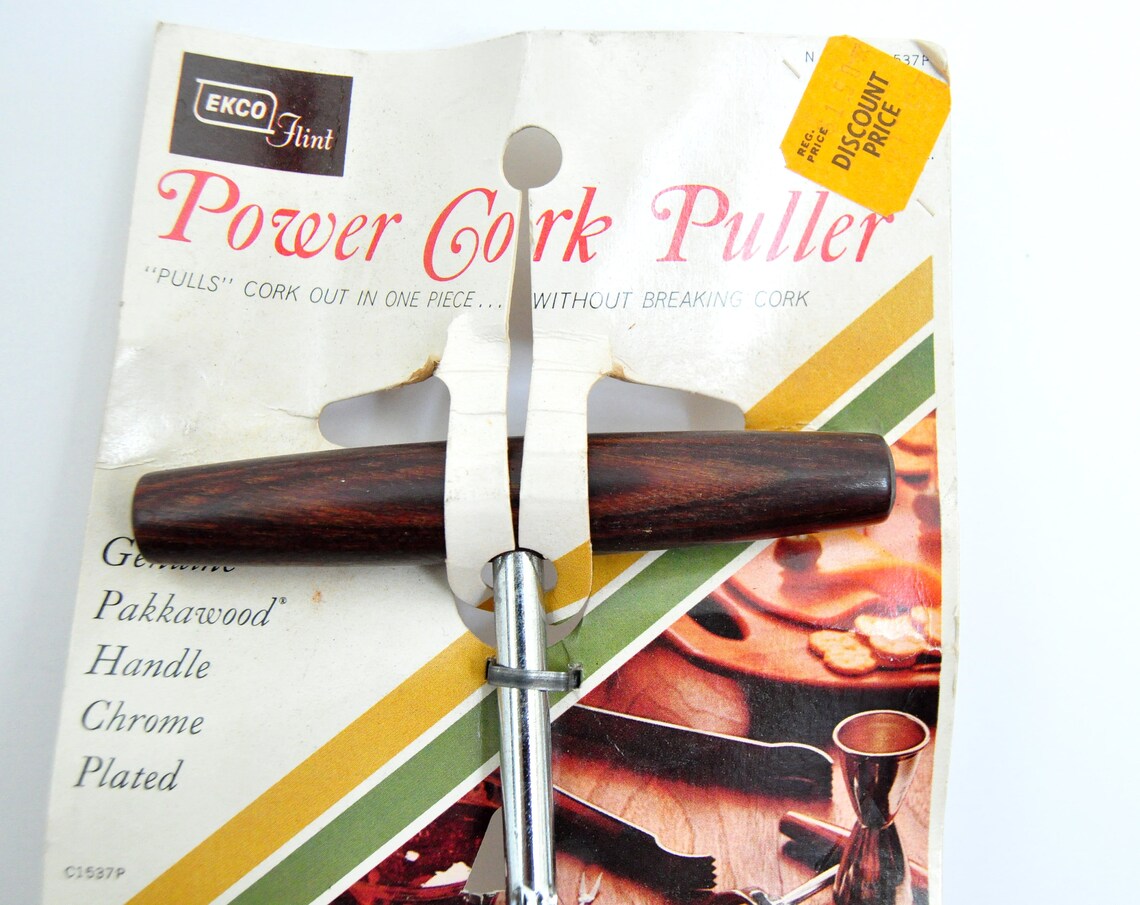 Ekco Power Cork Puller Corkscrew With Wooden Handle by Ekco | Etsy