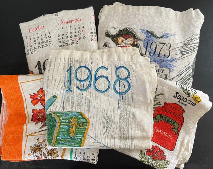 Vintage 1960's Retro Linen Tea Towel Calendar - Etsy