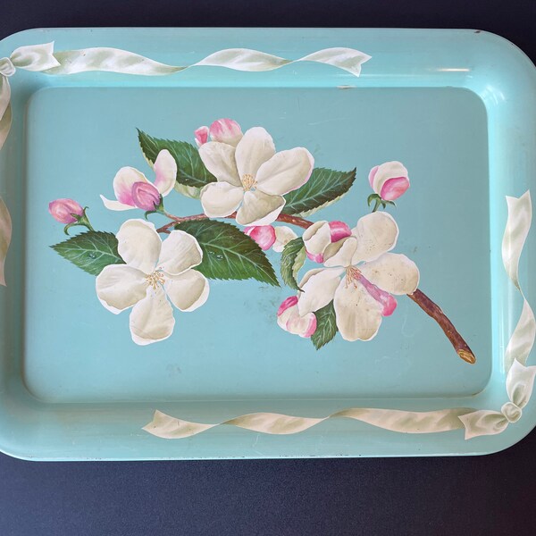 Floral Metal Tray - Etsy