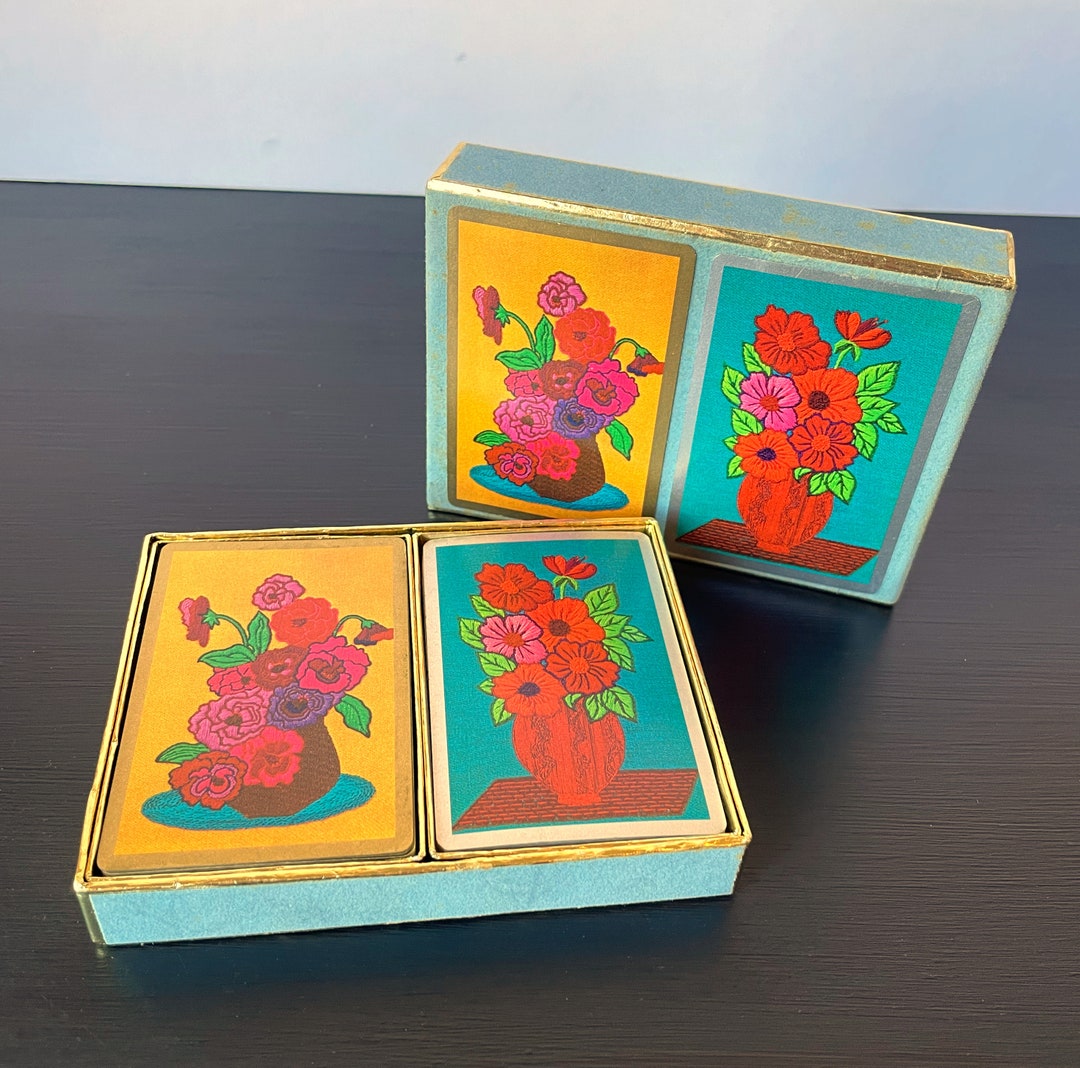Vintage Congress Playing Cards With Flower Design - Etsy